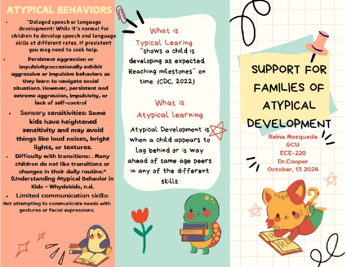 Atypical Development brochure - ATYPICAL BEHAVIORS speech or language ...