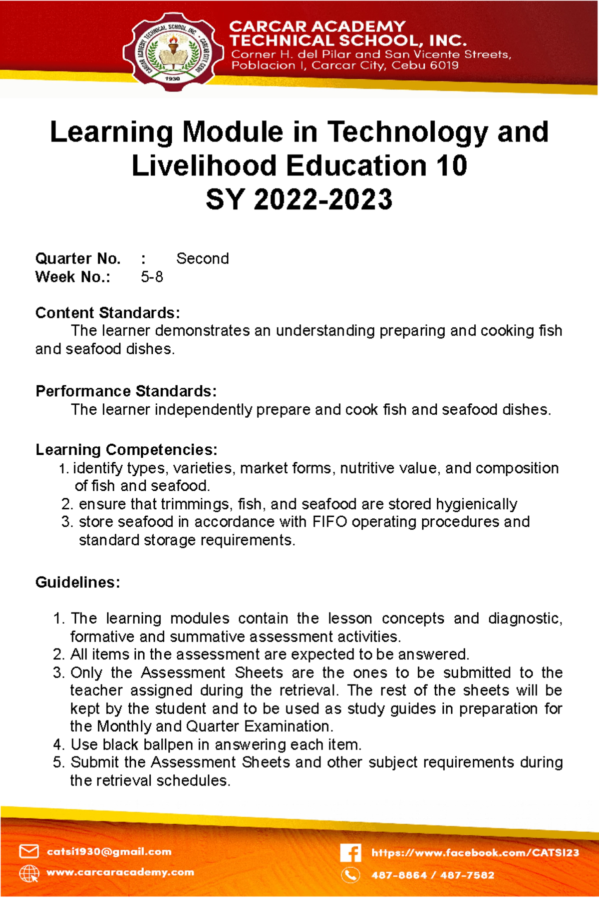 Cookery lessons - Learning Module in Technology and Livelihood ...