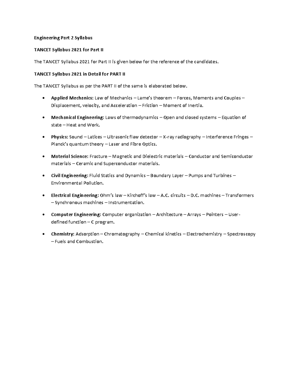 General- 20 QN - Lecture notes 1 - Engineering Part 2 Syllabus TANCET ...