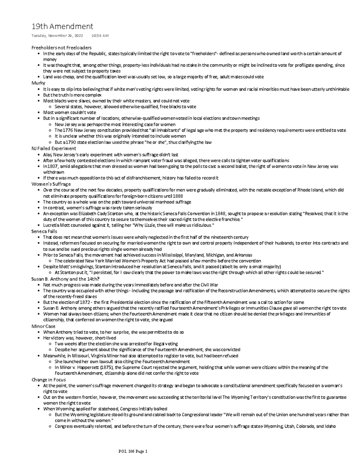 Pol 106 19th amendment - Freeholders not Freeloaders In the early days ...