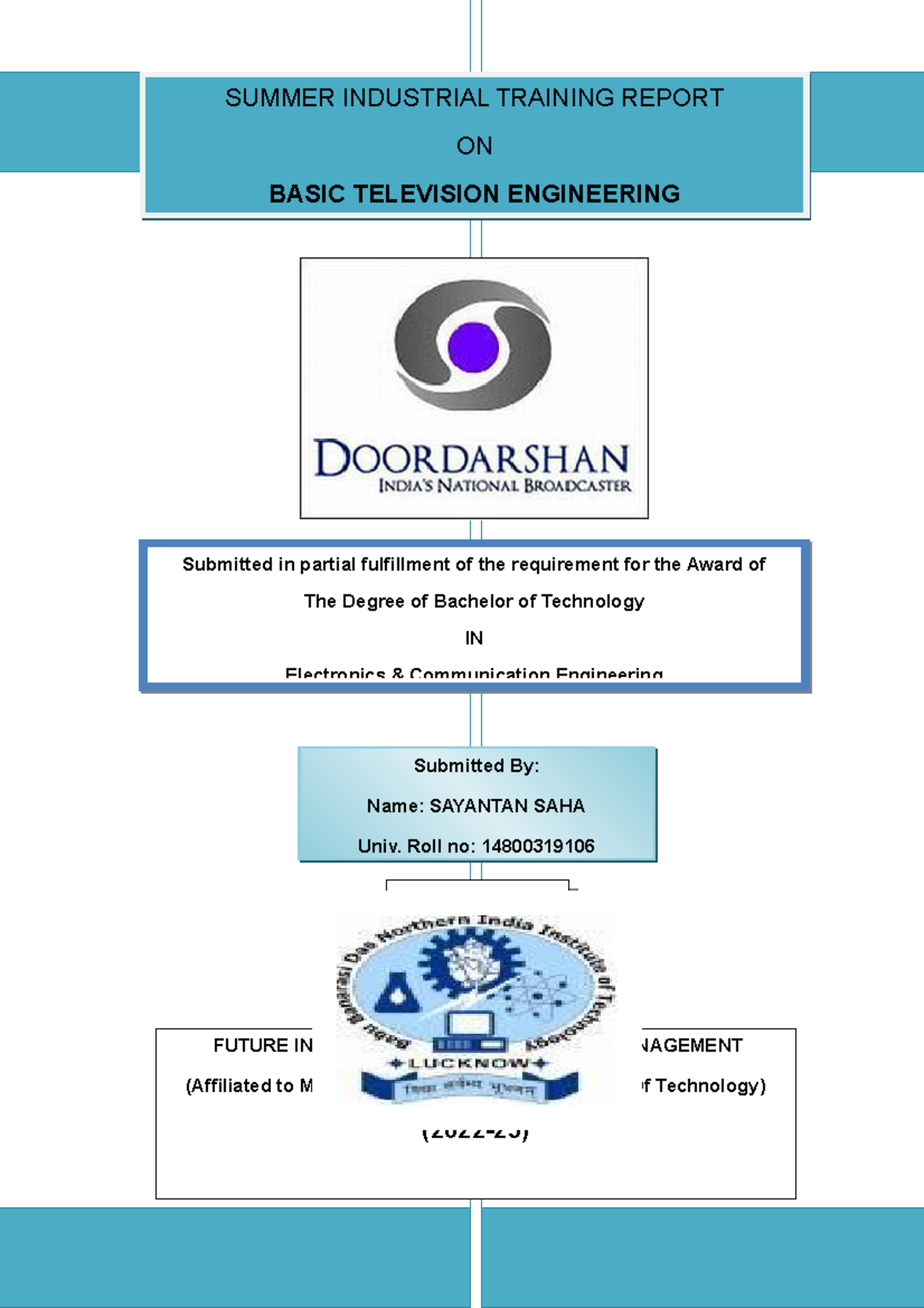 Report DD - SUMMER INDUSTRIAL TRAINING REPORT ON BASIC TELEVISION ...