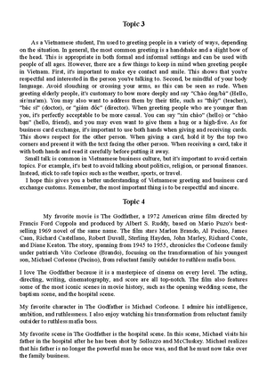 Topic 4-My favourite movie - Topic 4:My favourite movie Hello teacher,let me introduce myself ...