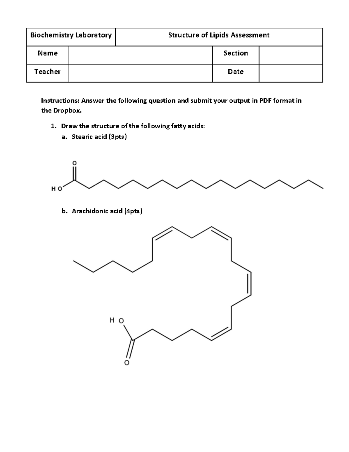 Biochem Lab_Structure of Lipids - biochemistry laboratory - La Salle ...