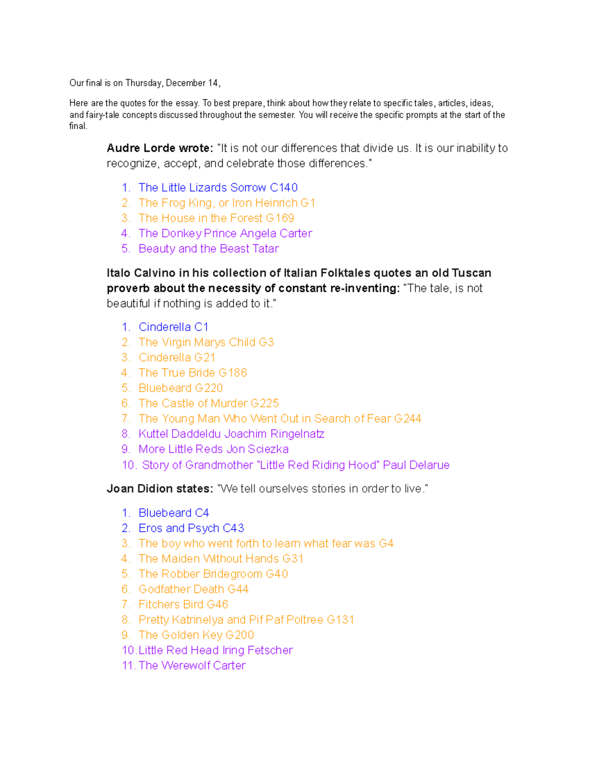 German 241 Final Prep - Our final is on Thursday, December 14, Here are ...