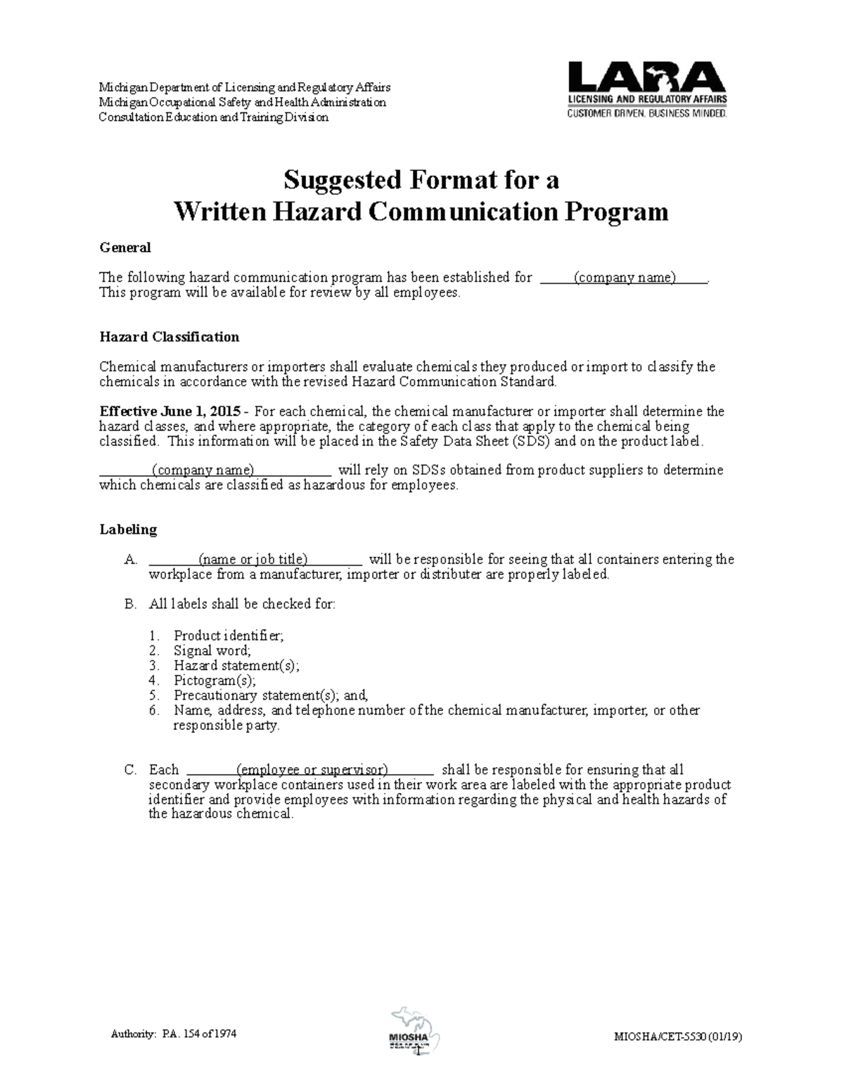 Lara miosha cet5530 410314 7 - Michigan Department of Licensing and ...