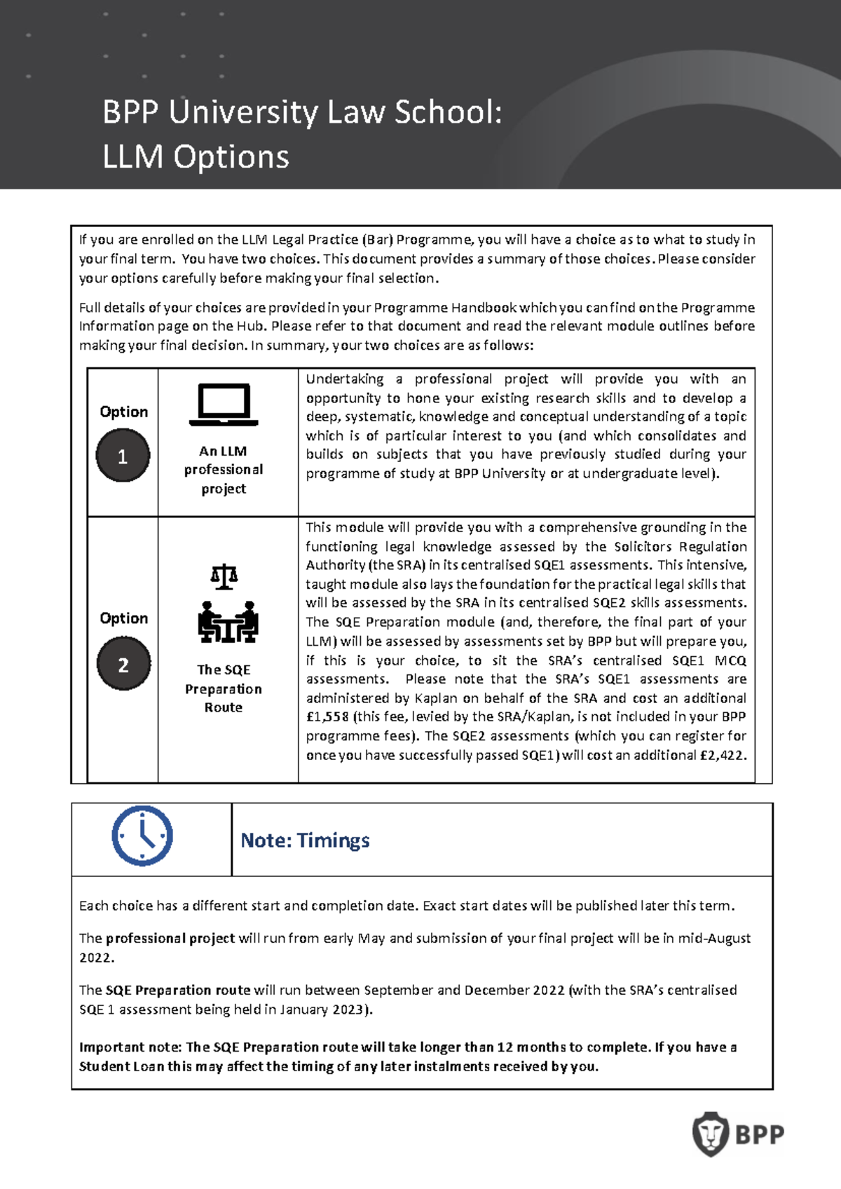 BTC LLM Guidance and practice notes September 2021 - BPP University Law ...