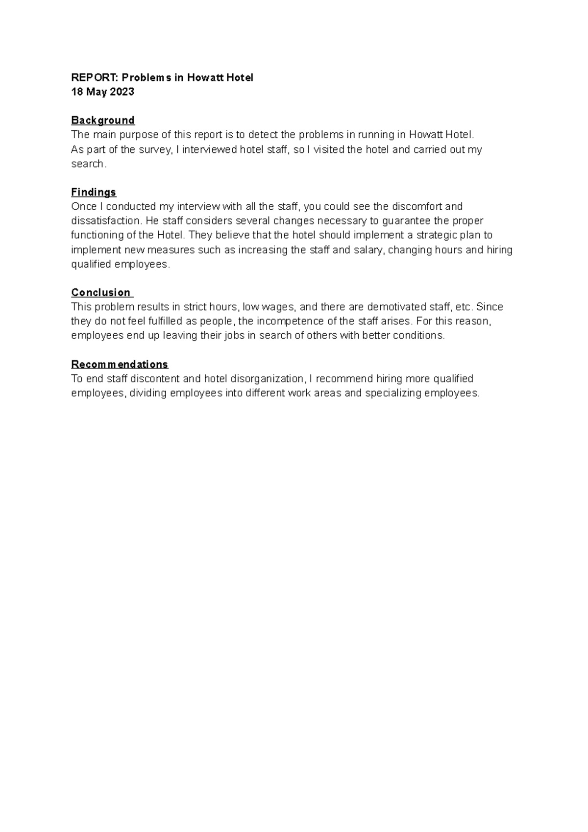 Report - es una actividad que se hace casi a final del curso - REPORT ...