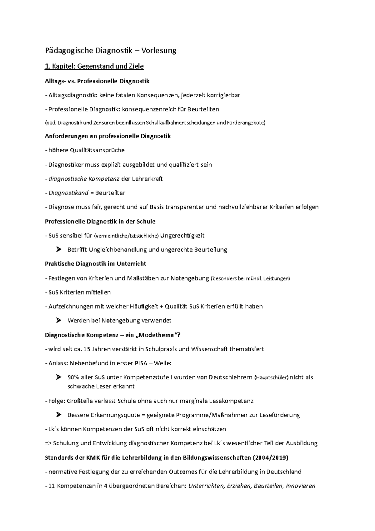 Pädagogische Diagnostik - Kapitel: Gegenstand und Ziele Alltags- vs ...