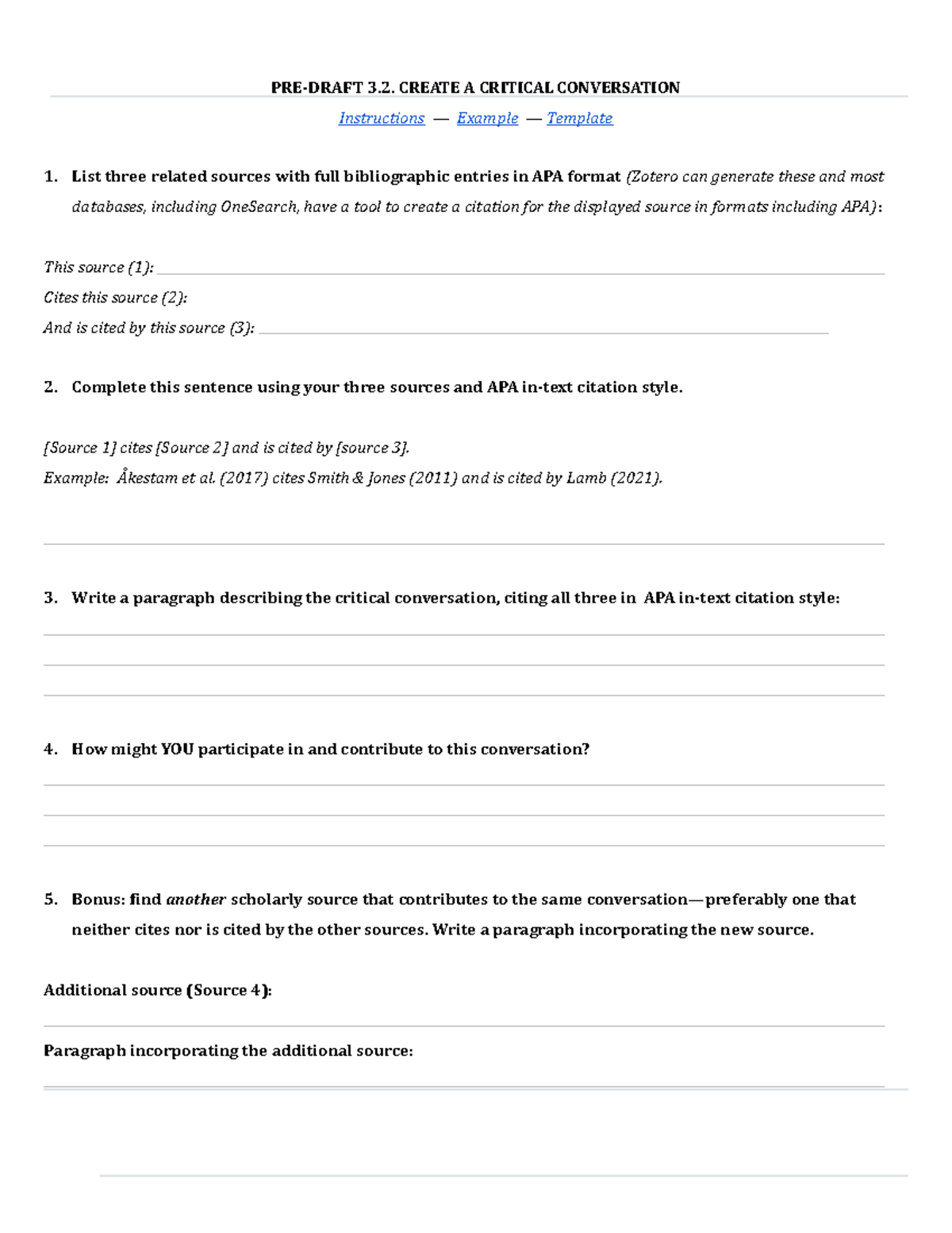 Create a Critical Conversation Template - PRE-DRAFT 3. CREATE A ...