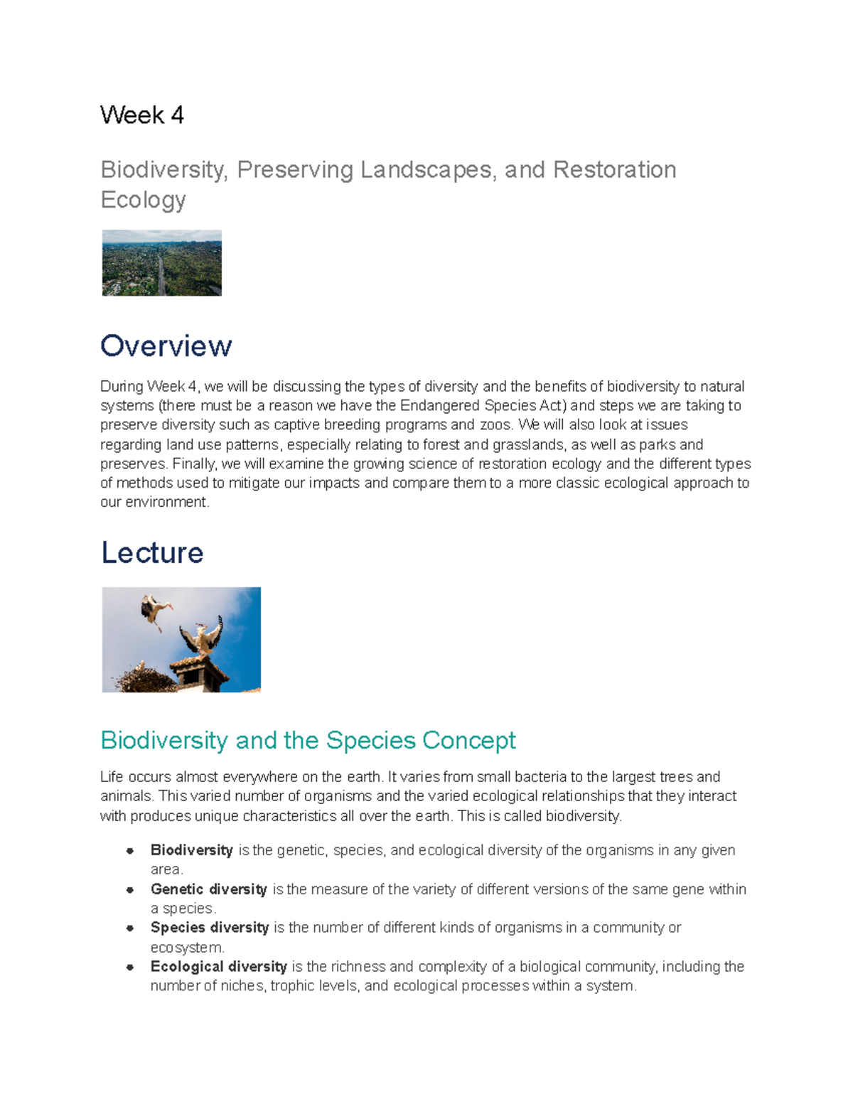BIOL 115 notes week 4 - Google Docs - Week 4 Biodiversity, Preserving ...