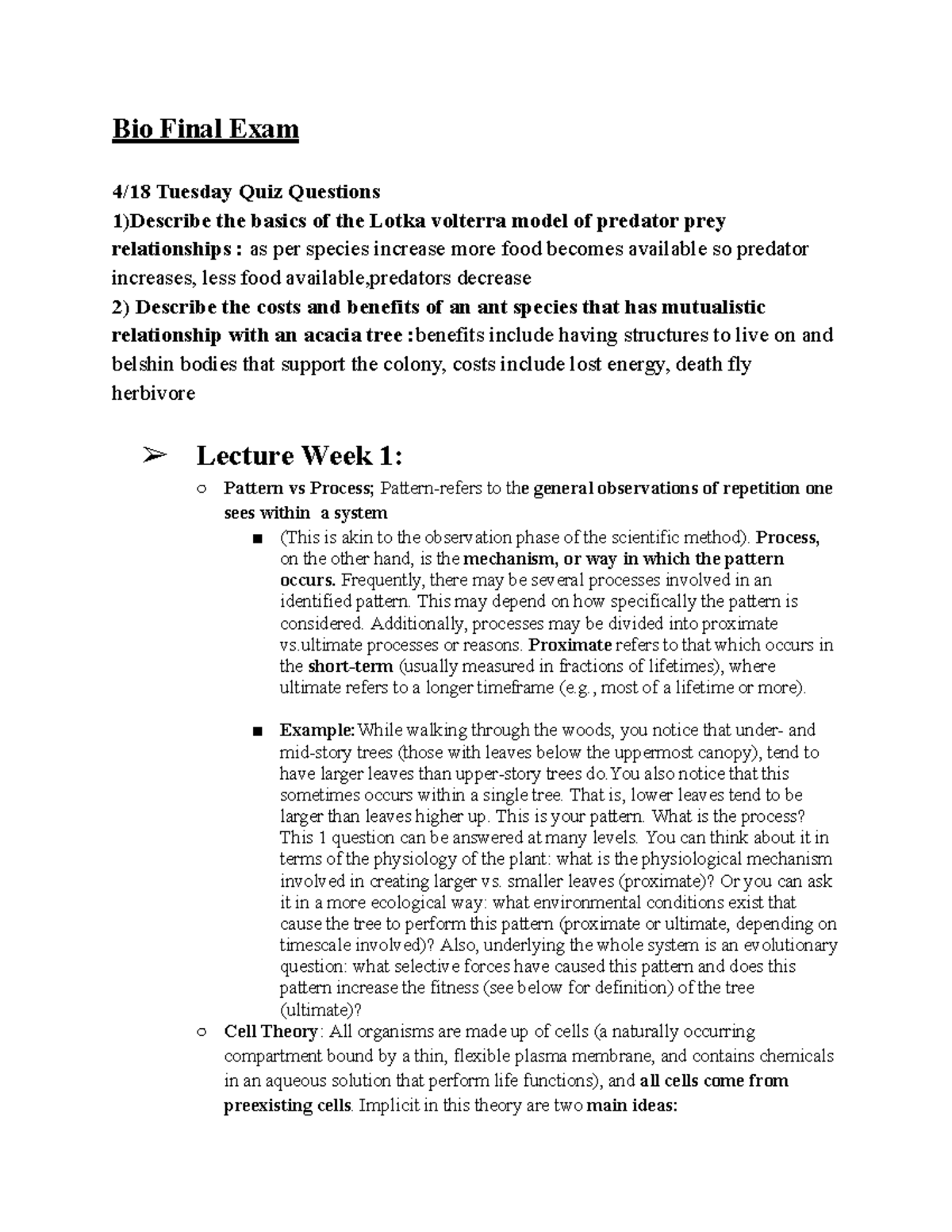 Bio 114 Final Exam - Bio Final Exam 4/18 Tuesday Quiz Questions 1 ...