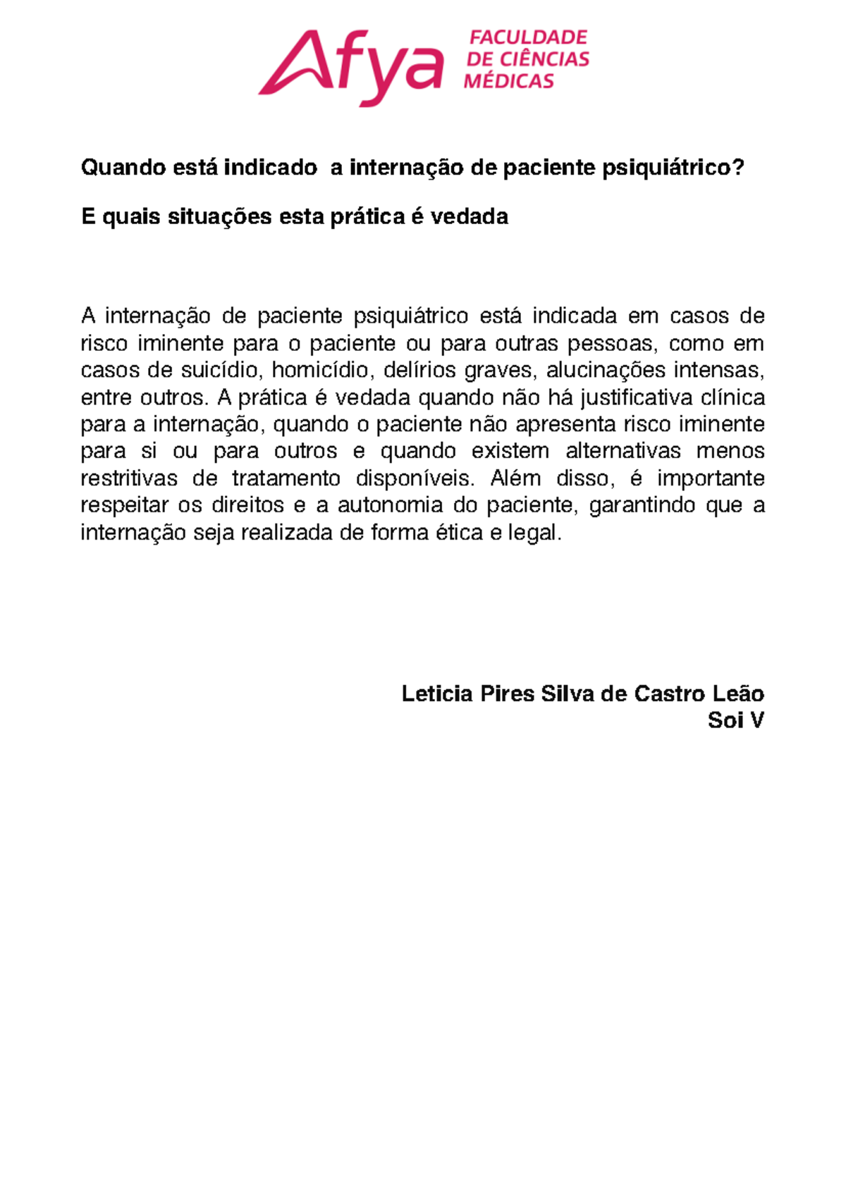 Internação psiquiátrica TIC - Quando está indicado a internação de ...