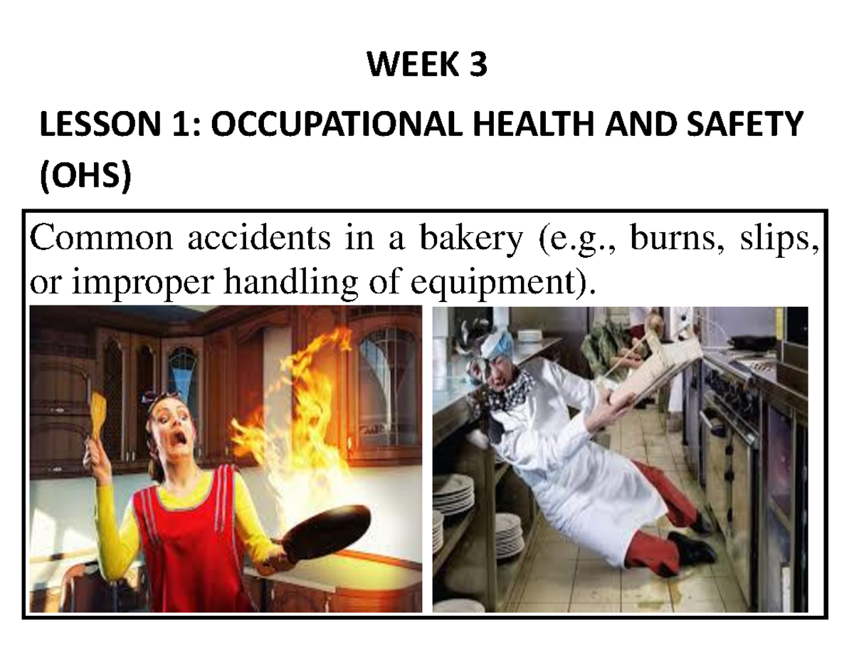 Q2-WEEK 3 Lesson - hospitality - WEEK 3 LESSON 1: OCCUPATIONAL HEALTH ...