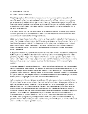 Lu 1 notes laev - LU 1: Introduction to the law of evidence ...