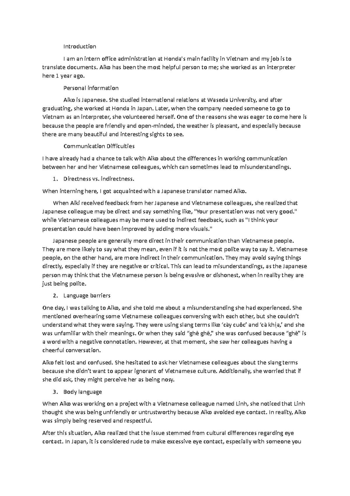 Presentation topic TATQ6 - Introduction I am an intern office ...