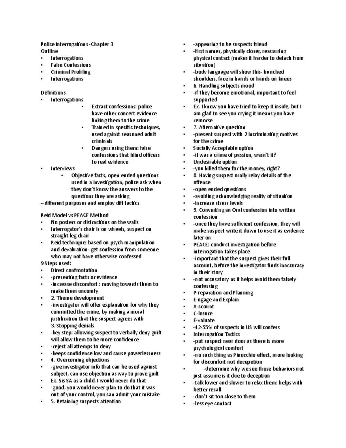 Police Interrogations - Stopping denials -key step: allowing suspect to ...
