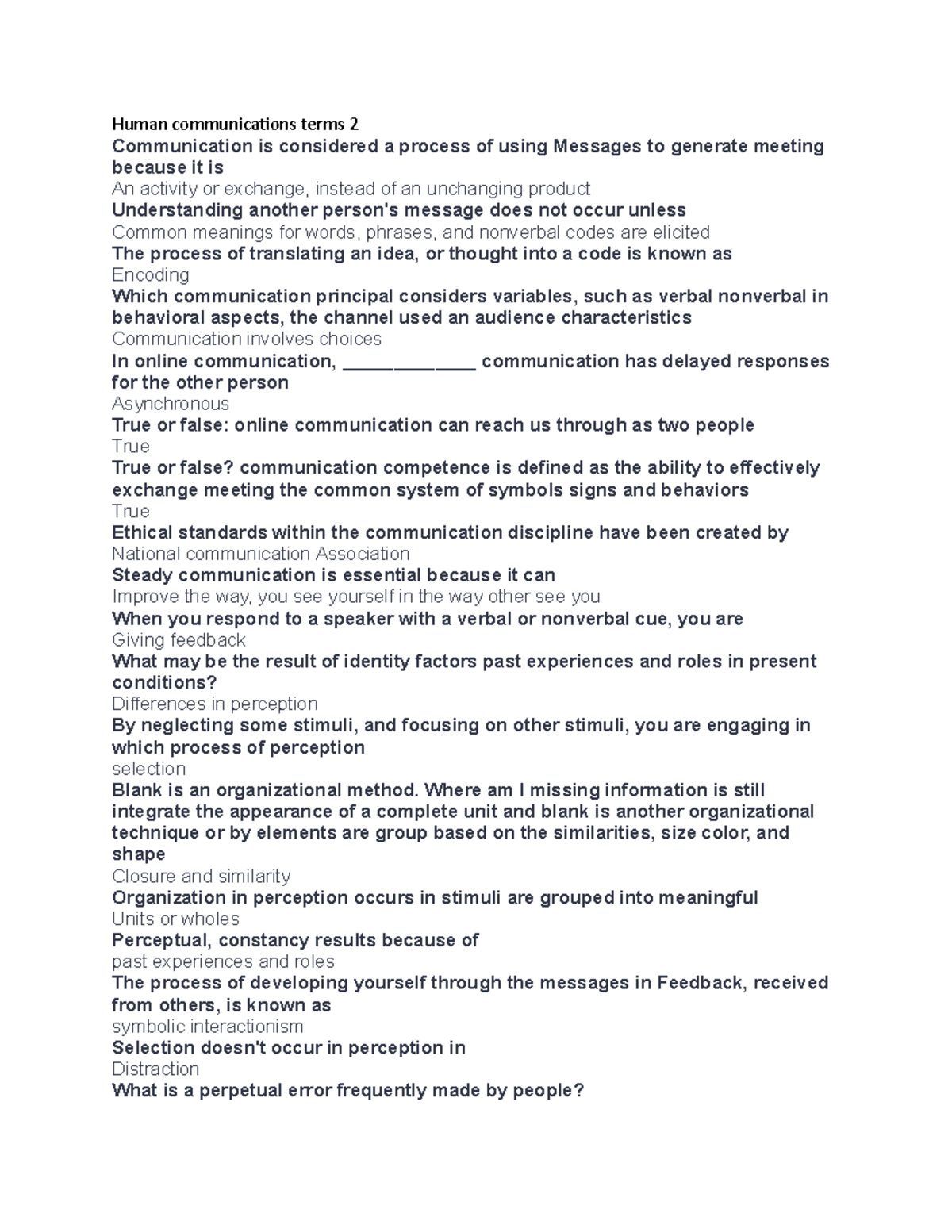 Human communications terms 2 - Where am I missing information is still integrate the appearance ...