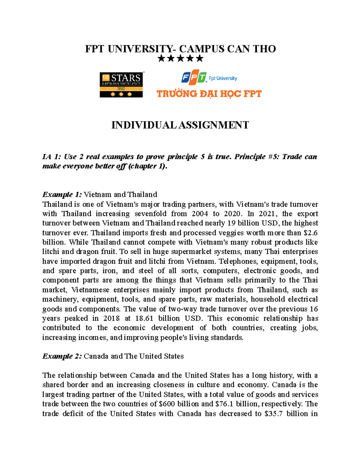 Huynh Anh Kiet IA - IA essays Eco111 - FPT UNIVERSITY- CAMPUS CAN THO INDIVIDUAL ASSIGNMENT IA ...