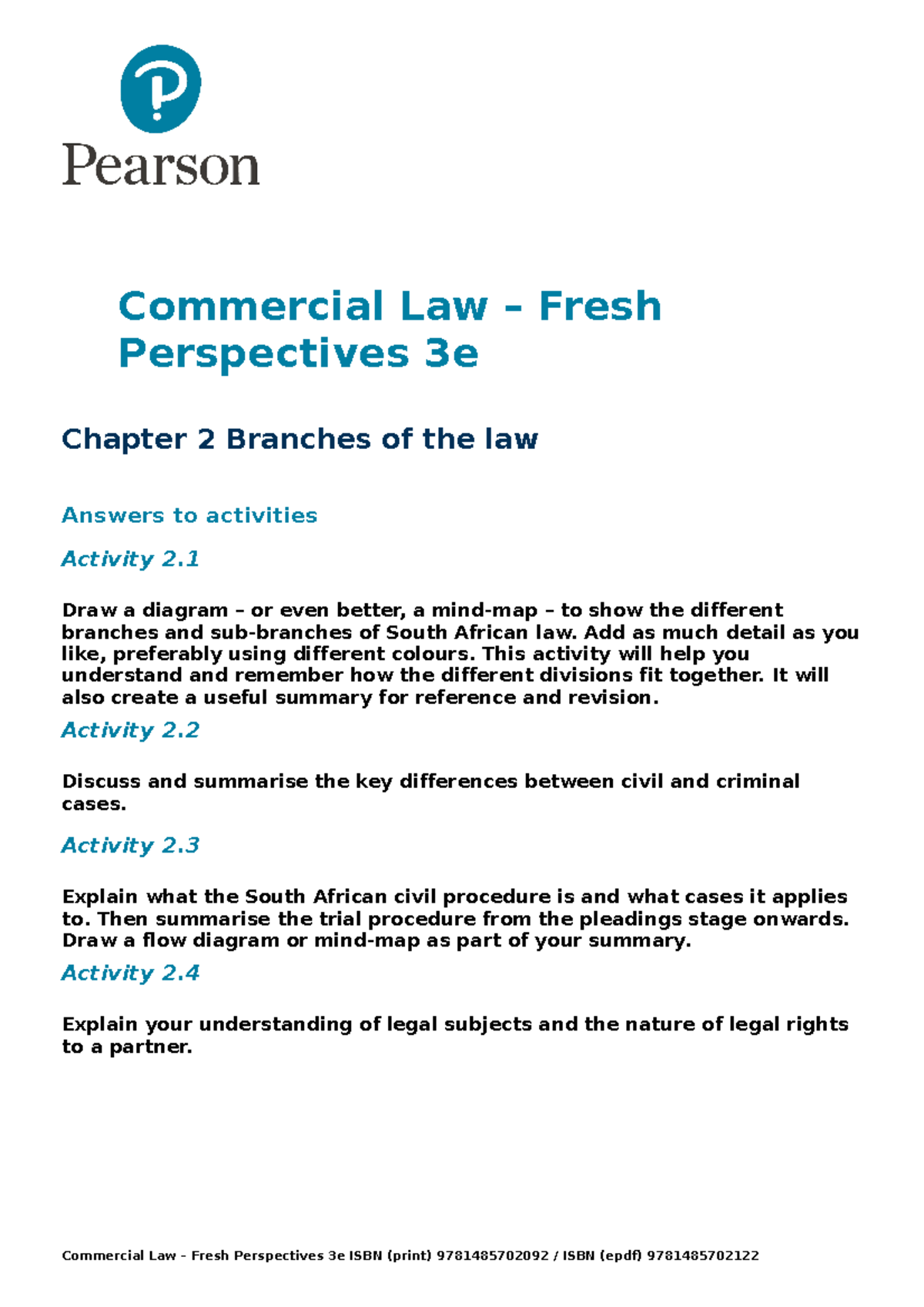 Chapter 2 Tutorial - Commercial Law – Fresh Perspectives 3e Chapter 2 ...