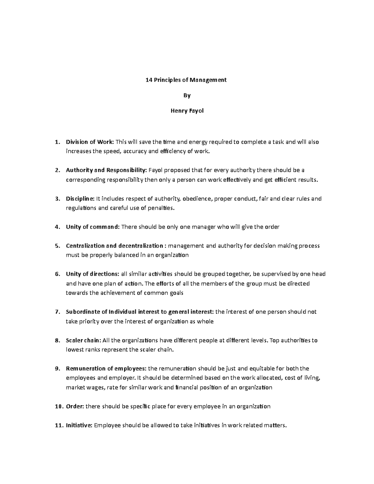 14 Principles of Management - 14 Principles of Management By Henry ...