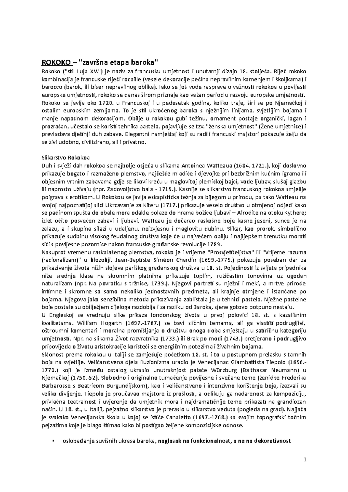 Kopija datoteke OLU-skripta.doc b - ROKOKO – ''završna etapa baroka'' Rokoko ("stil Luja - Studocu