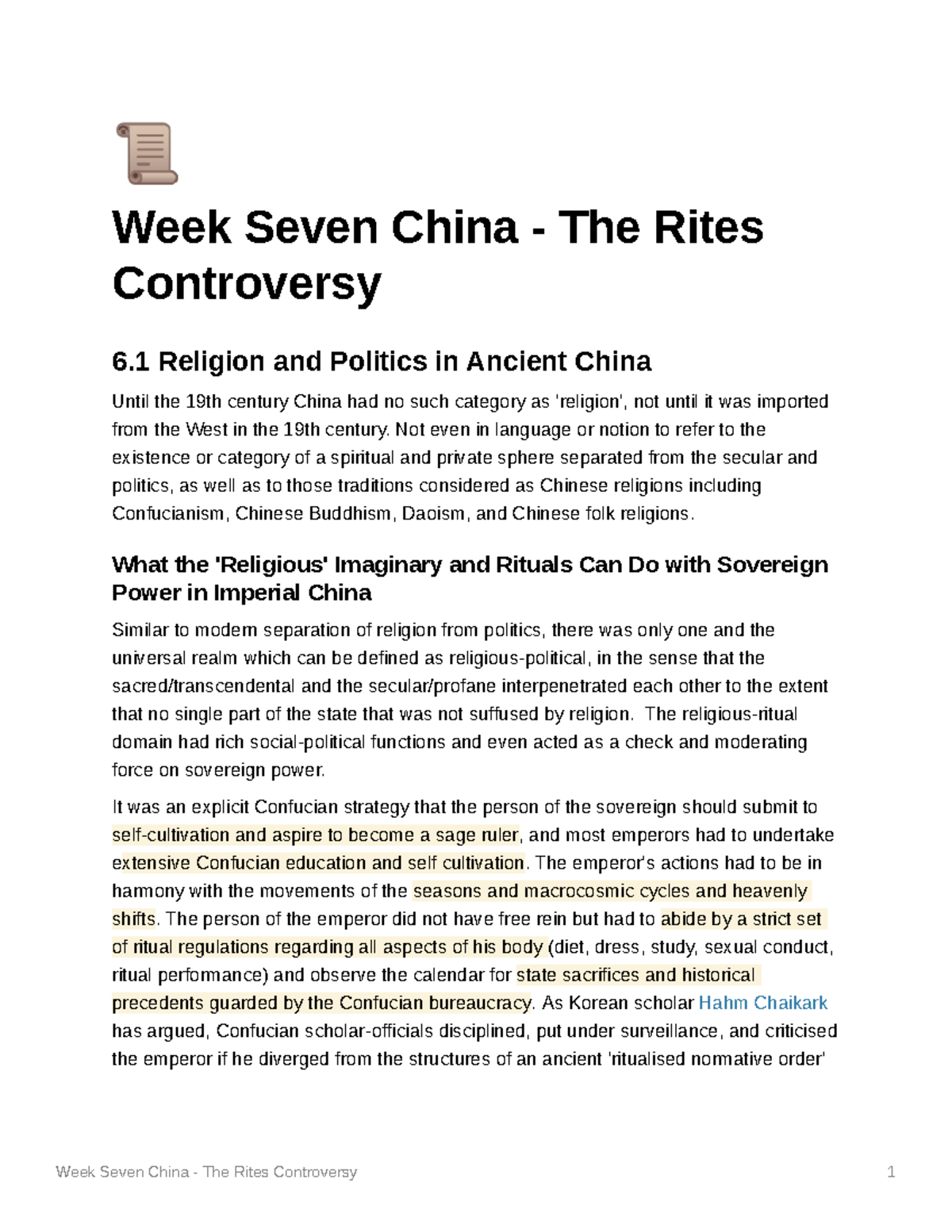 China - The Rites Controversy - RELU912 - Stirling - Studocu