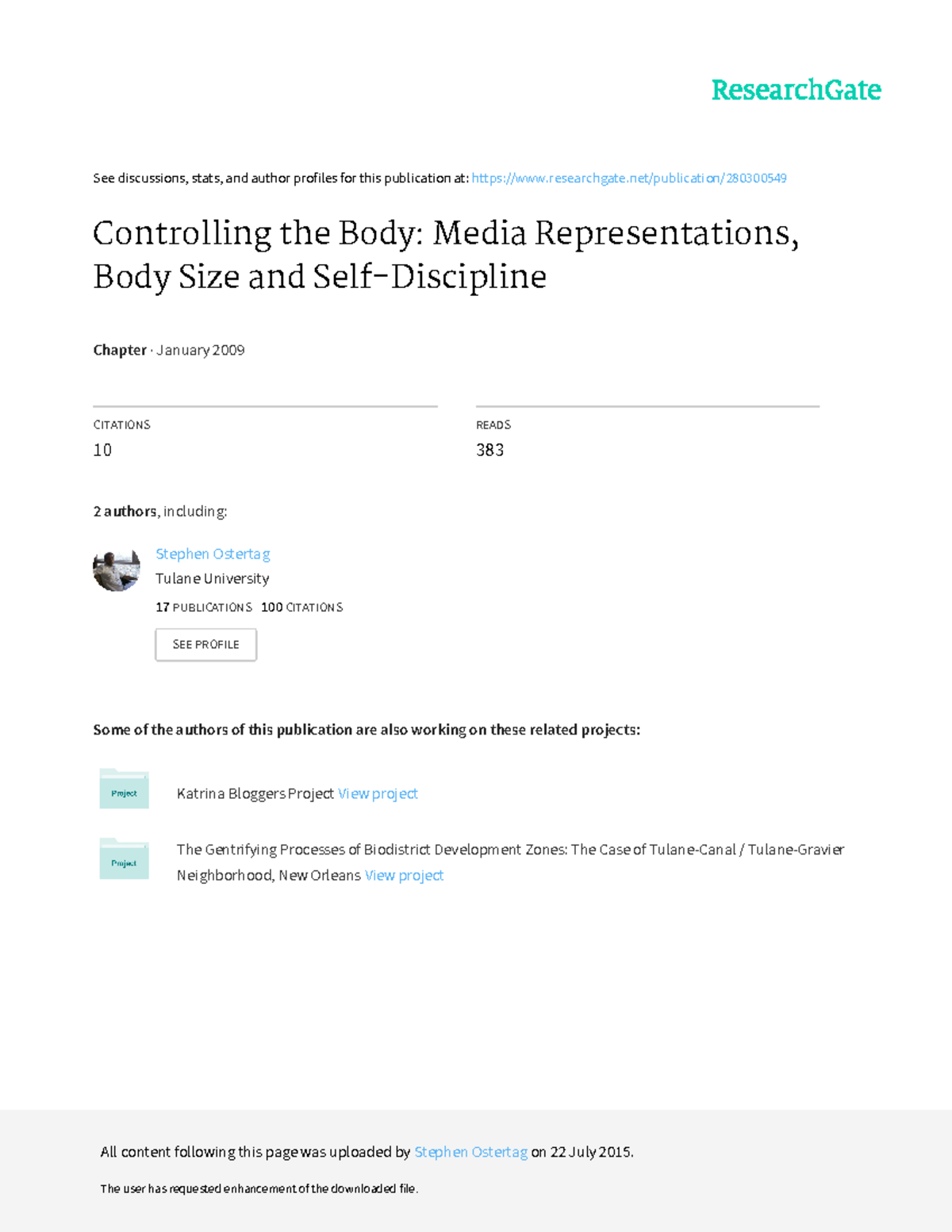 Controlling the Body (Giovanelli and Ostertag The Fat Studies Reader ...