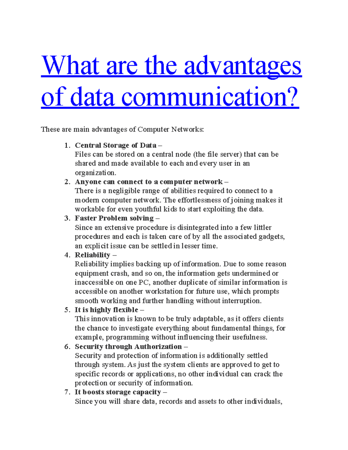 What are the advantages of data communication - What are the advantages ...
