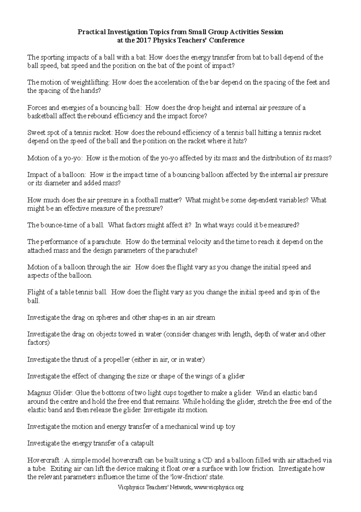 Suggested Topics for Unit 4 - AOS3 Practical investigation - Practical ...