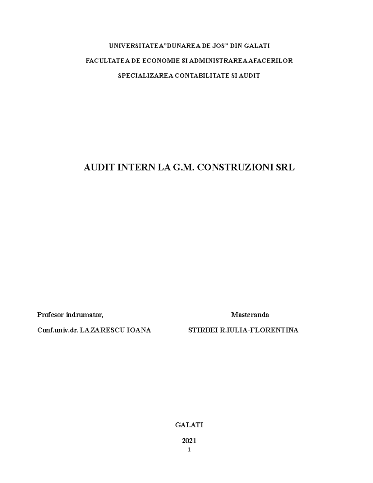 Guvernanta- Proiect. SC GM CON - UNIVERSITATEA”DUNAREA DE JOS” DIN ...