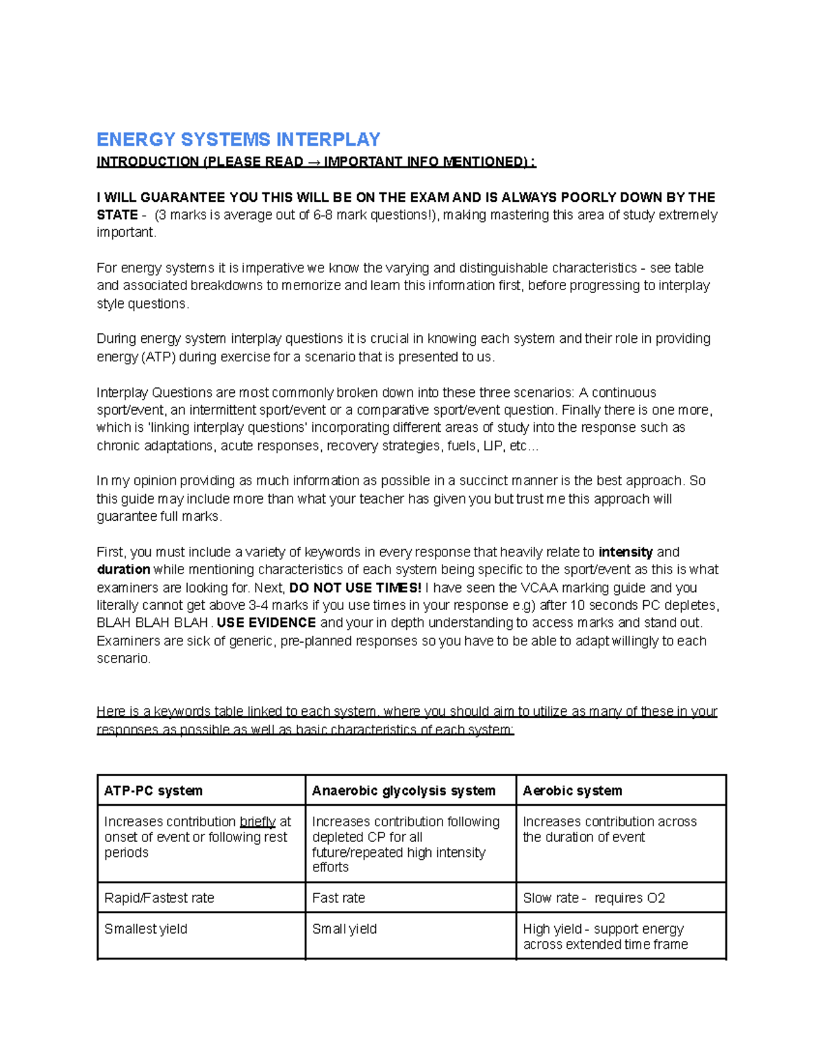 Energy Systems Interplay - ENERGY SYSTEMS INTERPLAY INTRODUCTION ...