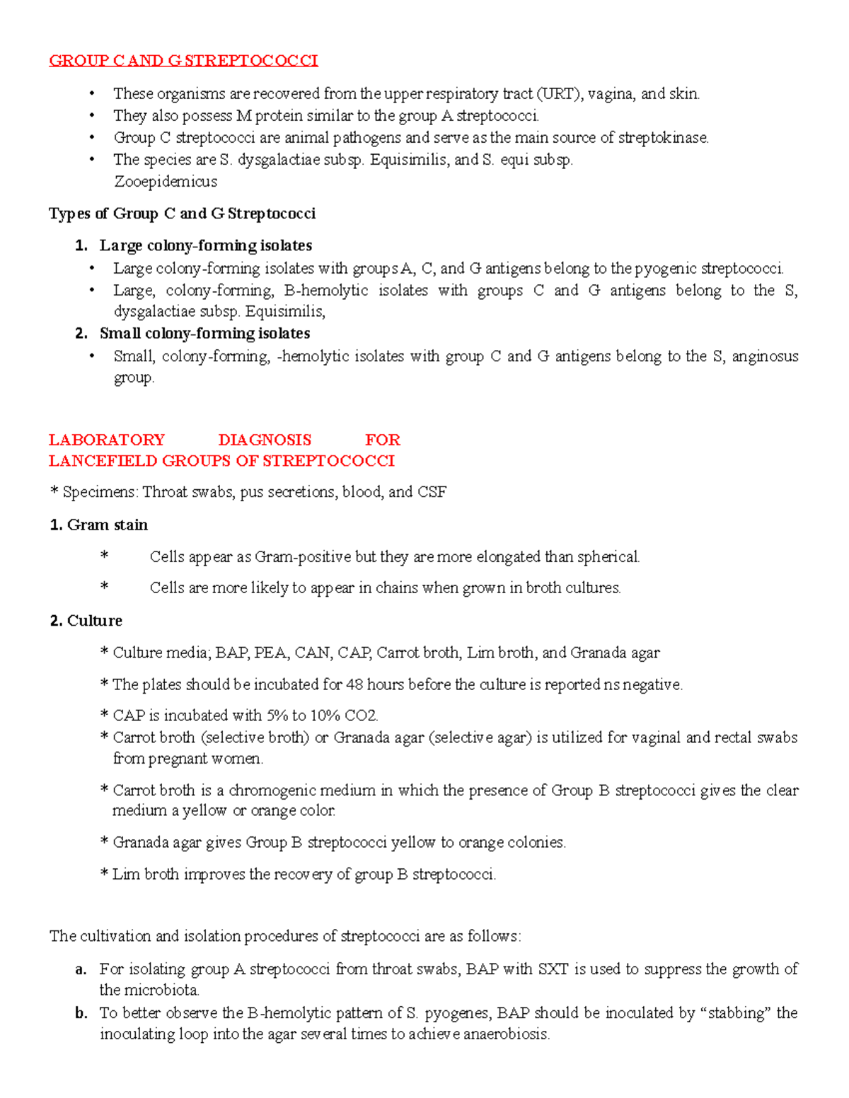 Group C AND G Streptococci - GROUP C AND G STREPTOCOCCI These organisms ...