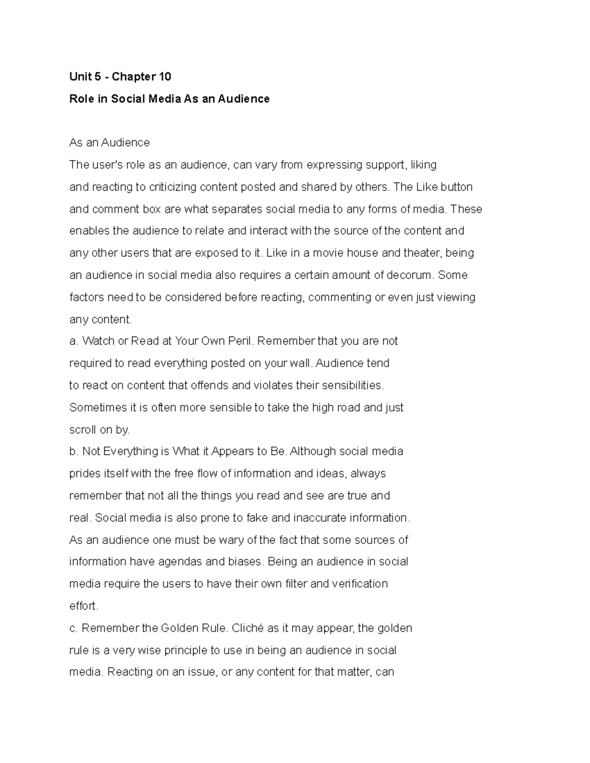 Chapter 10 Role in Social Media As an Audience - The Like button and ...