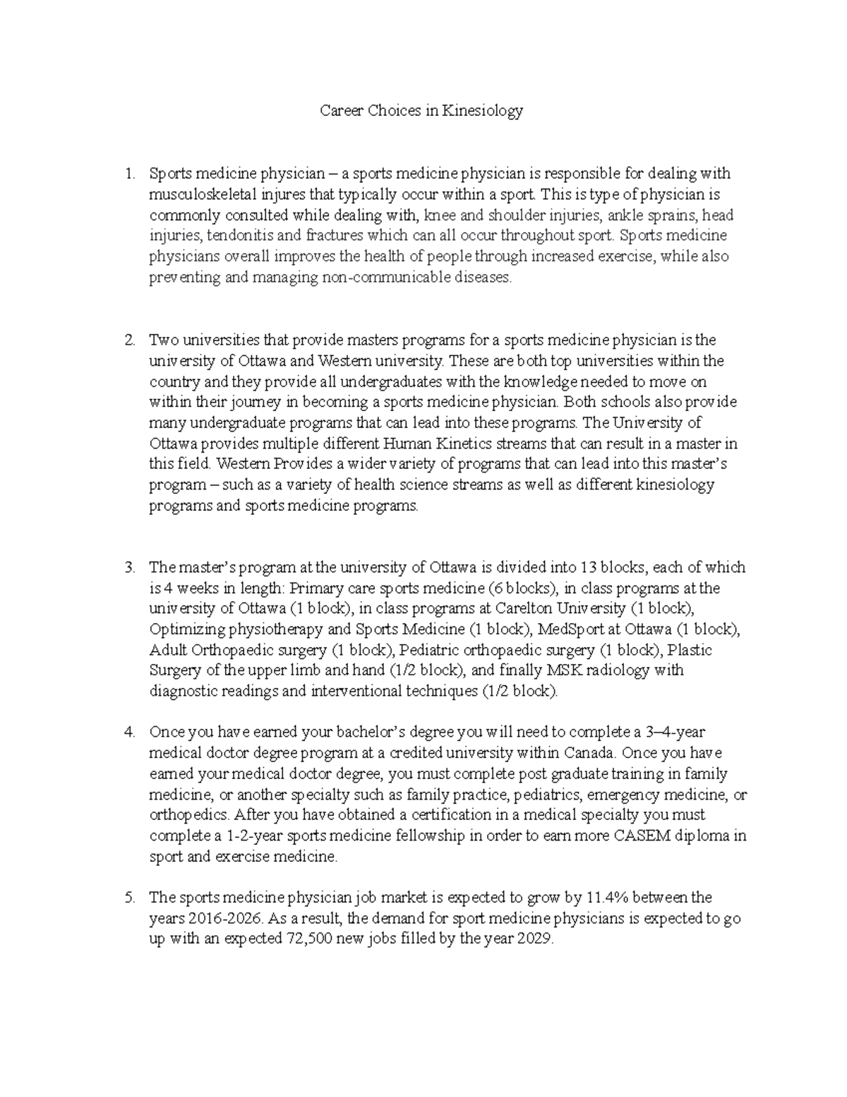 Career Choices in Kinesiology - Career Choices in Kinesiology Sports ...