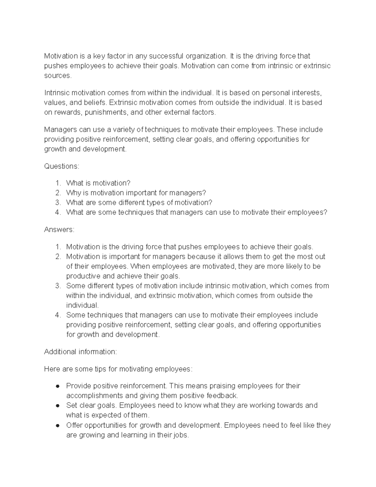 The Importance of Motivation in Management - Motivation is a key factor ...