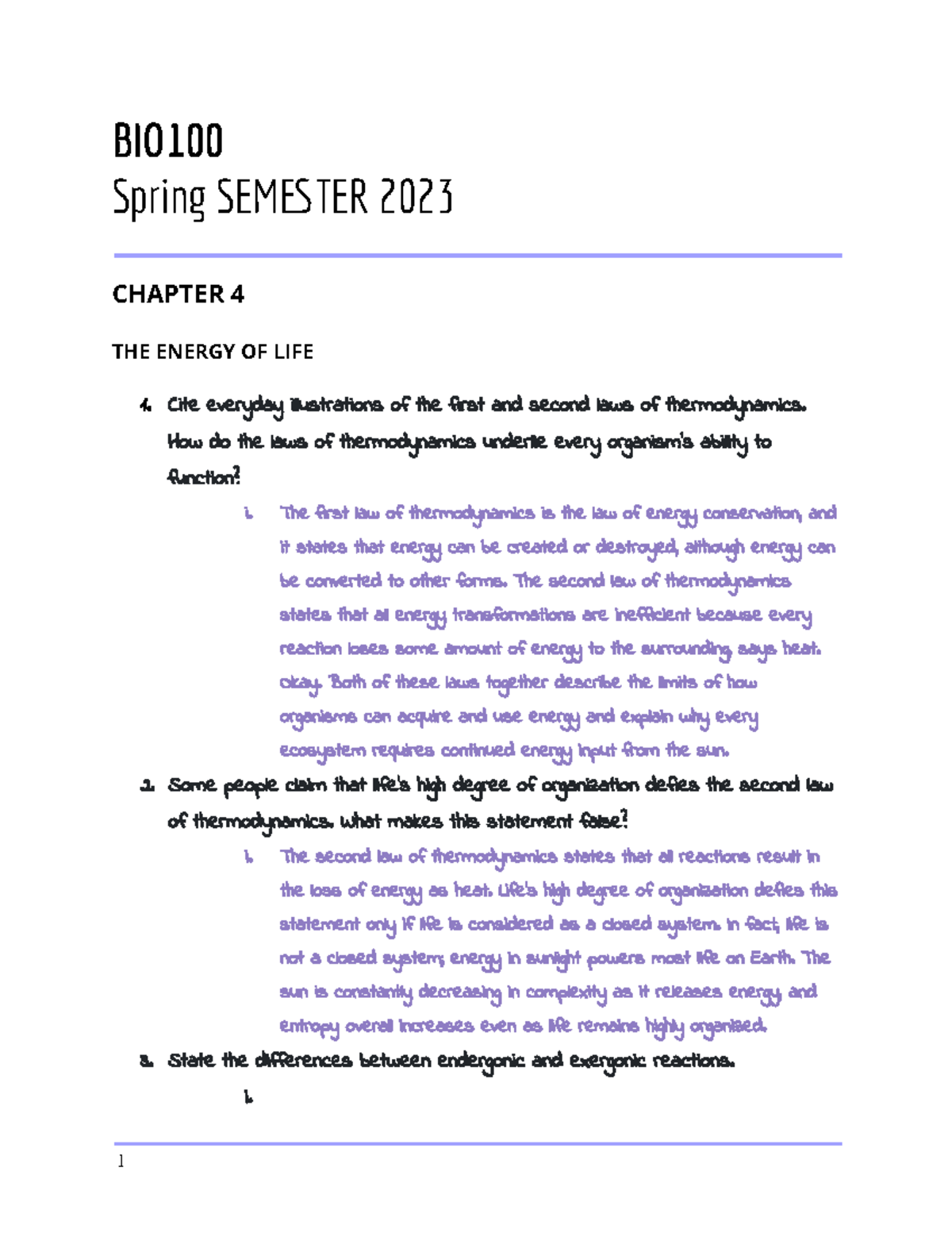Chapter 4: The Energy of Life - BIO Spring SEMTER 2023 CHAPTER 4 THE ...