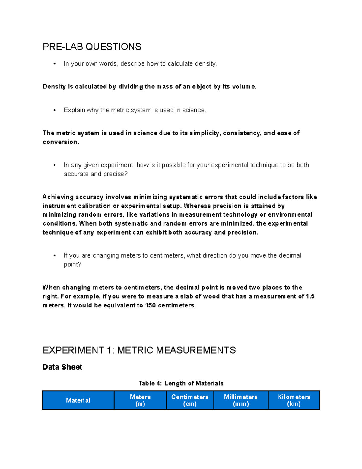 Data Analysis Workbook - PRE-LAB QUESTIONS • In your own words ...