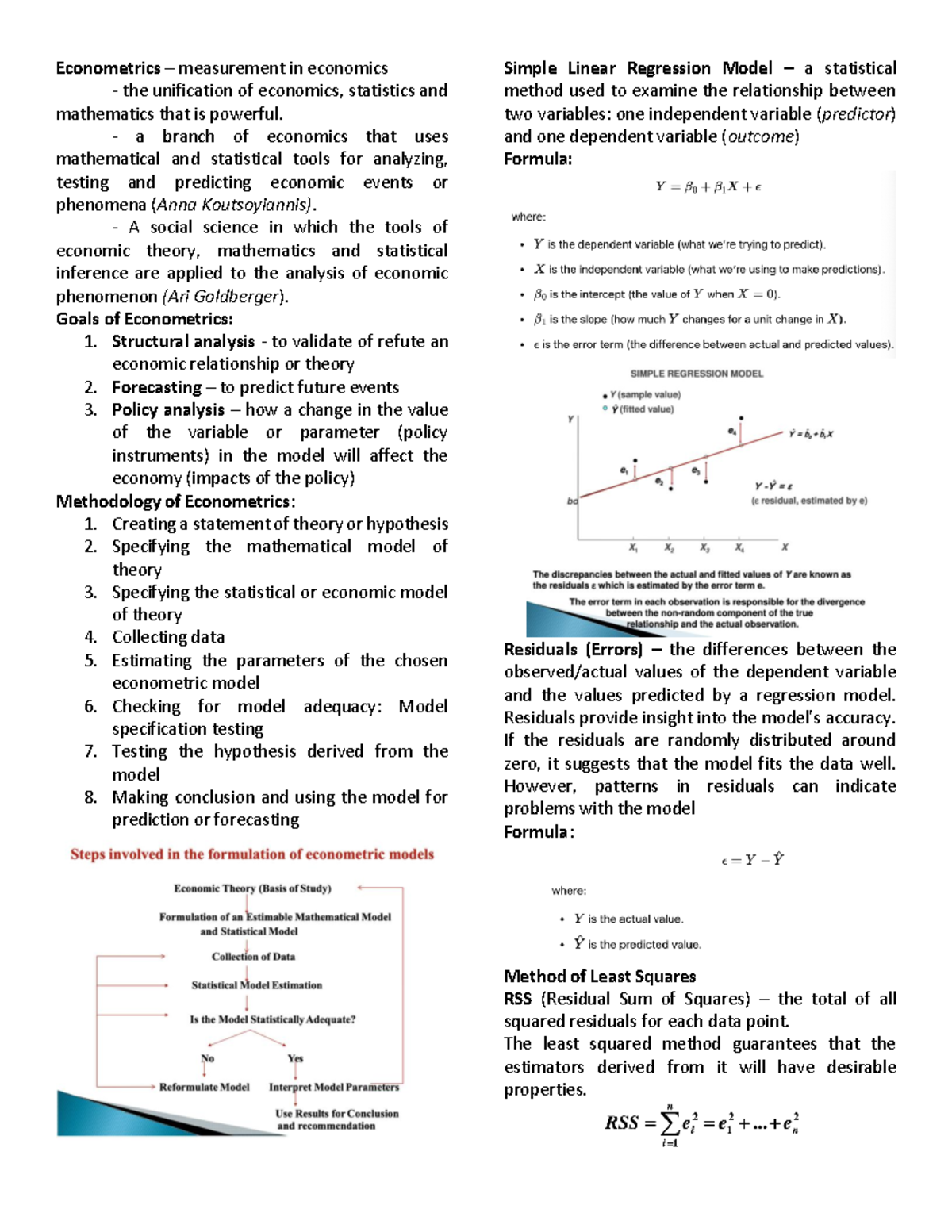 Econometrics prelims reviewer - Econometrics – measurement in economics - the unification of ...
