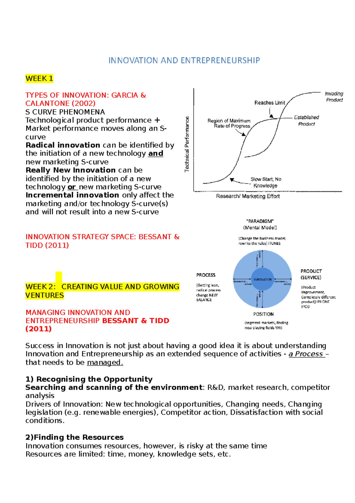 Innovation AND Entrepreneurship - 1) Recognising the Opportunity ...