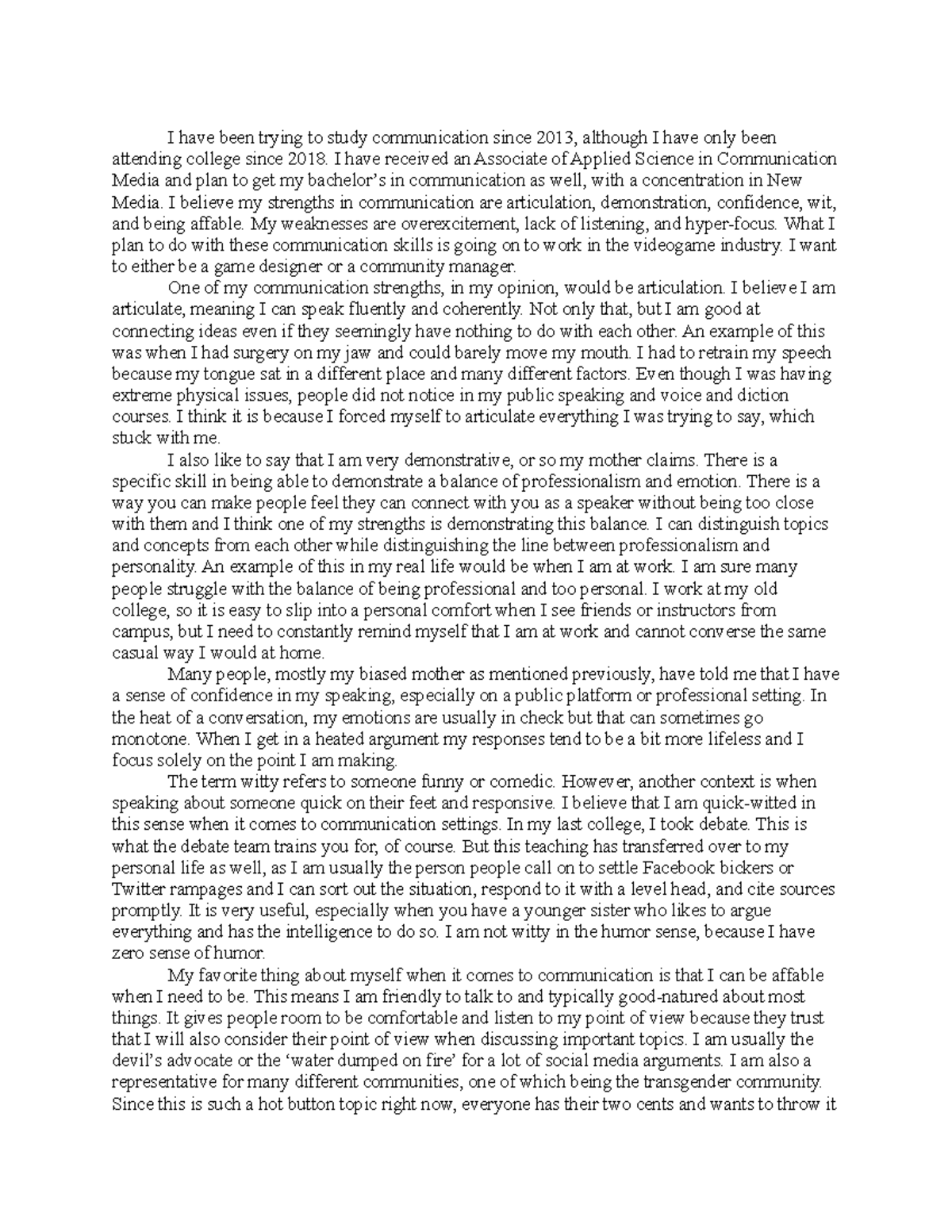 Module One Journal - Communication degree notes - I have been trying to ...