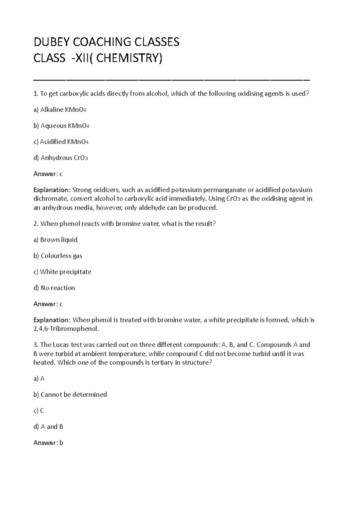 12 Ether Phenol - It's for practice of board exams - DUBEY COACHING ...
