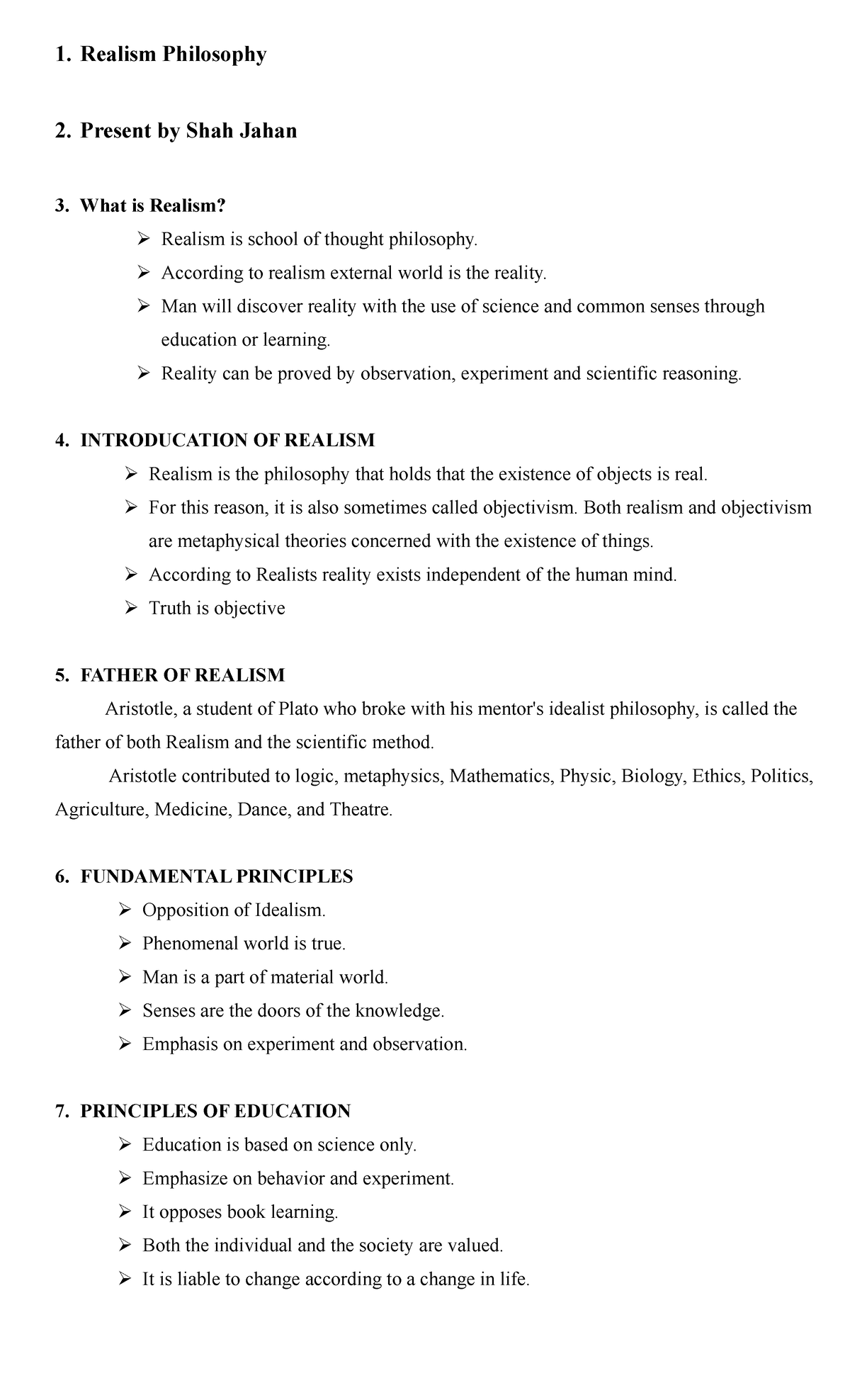 Realism Philosophy - 1. Realism Philosophy 2. Present by Shah Jahan 3 ...