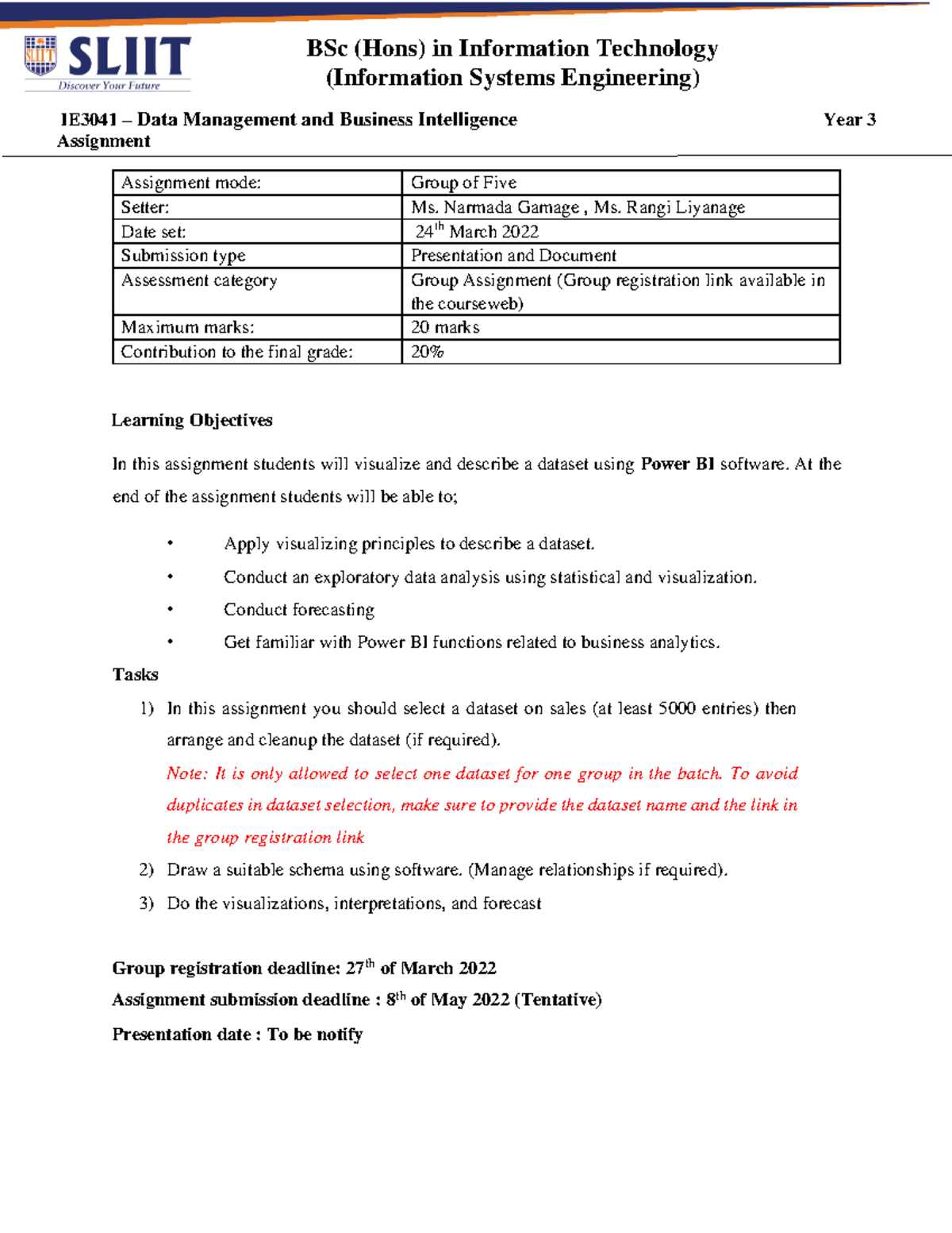 DMBI Assignment - fthgdjghyrf - BSc (Hons) in Information Technology (Information Systems - Studocu
