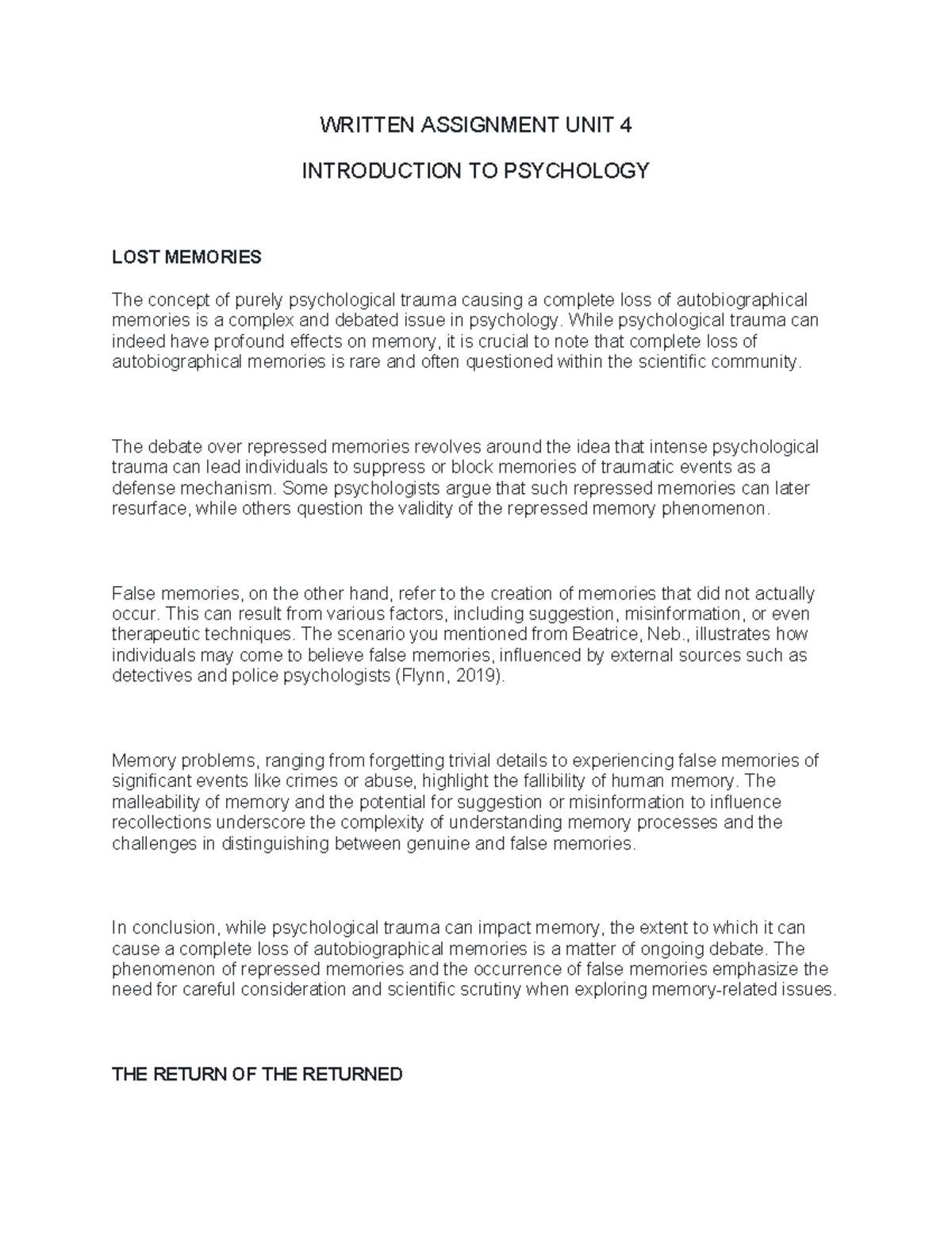 1504 WA Unit4 Three - WRITTEN ASSIGNMENT UNIT 4 INTRODUCTION TO ...