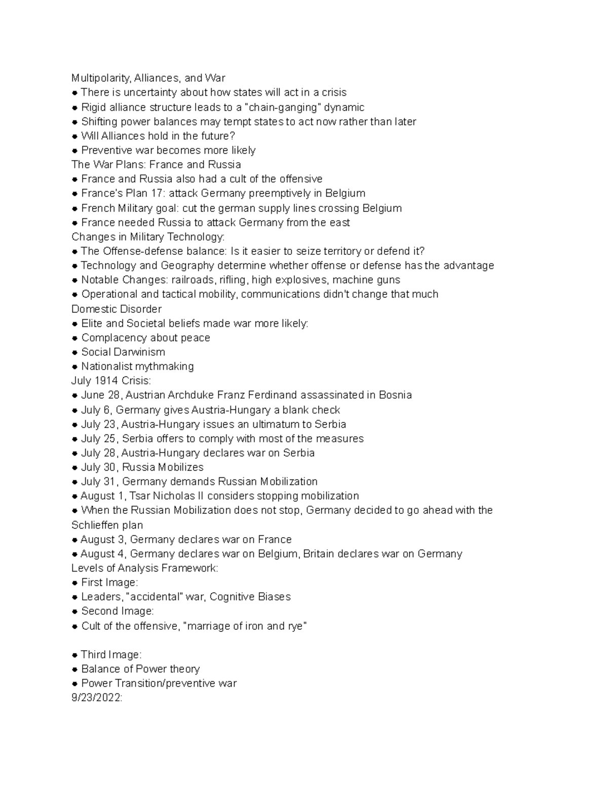Pol 15a chapter 5 notes - Joyce - Multipolarity, Alliances, and War ...