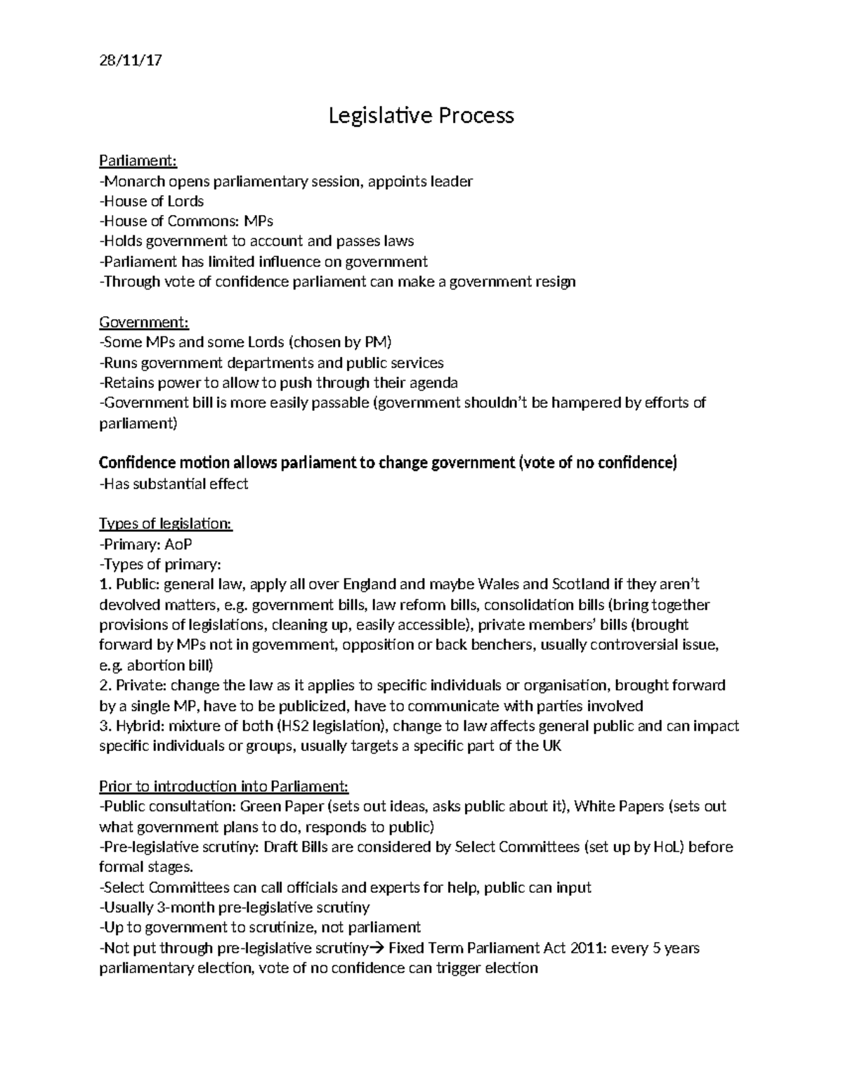 Legislative Process - 28/11/ Legislative Process Parliament: -Monarch opens parliamentary ...