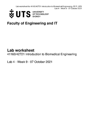 20240315 Lab Week 4 - Lab Worksheet - Cell culture and counting - Lab 3 in Week 4 – 15th March ...