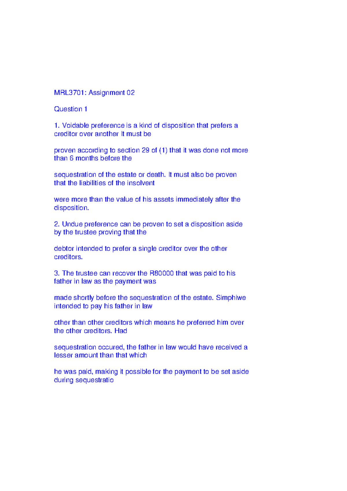 MRL3701 Assignment 2 semester 2 - LLB 98680 - Studocu