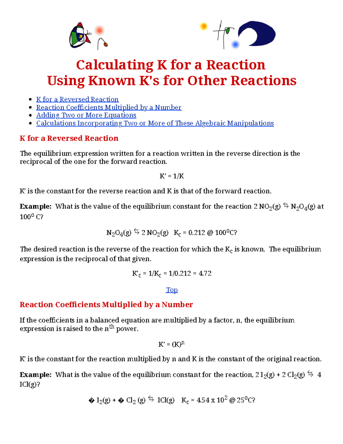 Equilibrium Constants From Other Constants - Calculating K for a ...