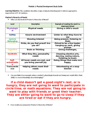 Module 2 Study Guide - Module 2: Cognitive Development Study Guide Note ...